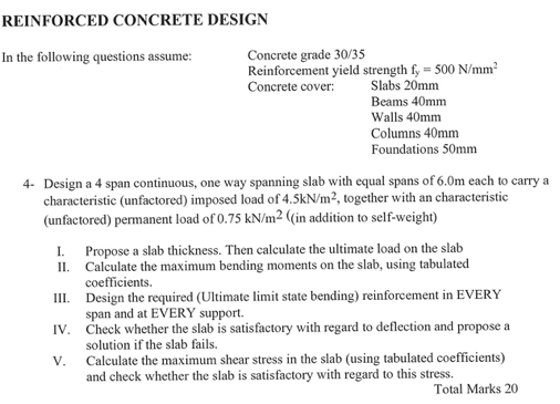 Solved REINFORCED CONCRETE DESIGN In the following questions | Chegg.com