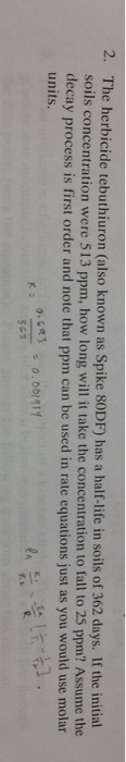 Solved The herbicide tebuthiuron (also known as Spike 80DF) | Chegg.com