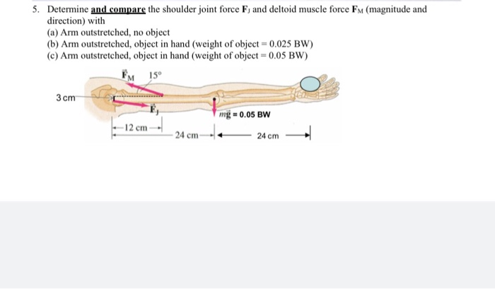 Solved 5. Determine and compare the shoulder joint force Fi | Chegg.com