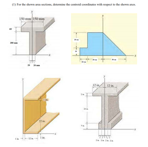 Solved (1) For the shown area sections, determine the | Chegg.com
