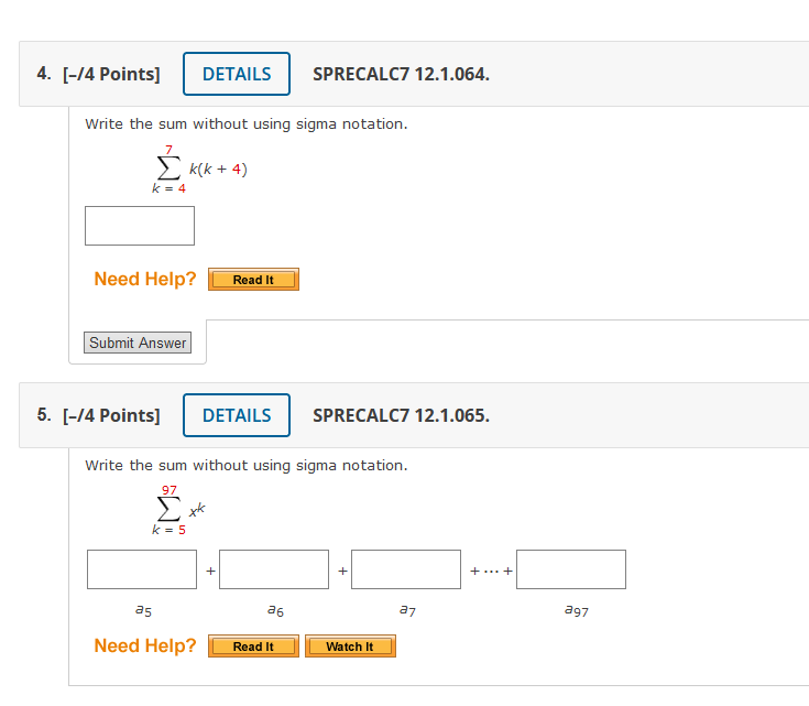 Solved 4 14 Points Details Sprecalc7 121064 Write The 
