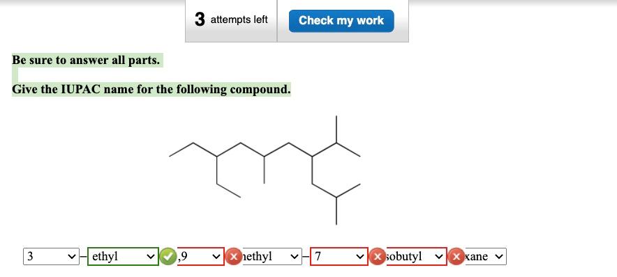 Solved 3 attempts left Check my work Be sure to answer all | Chegg.com