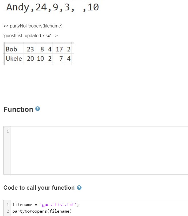 Function Name: partyNoPoopers Inputs (1): • (char) | Chegg.com