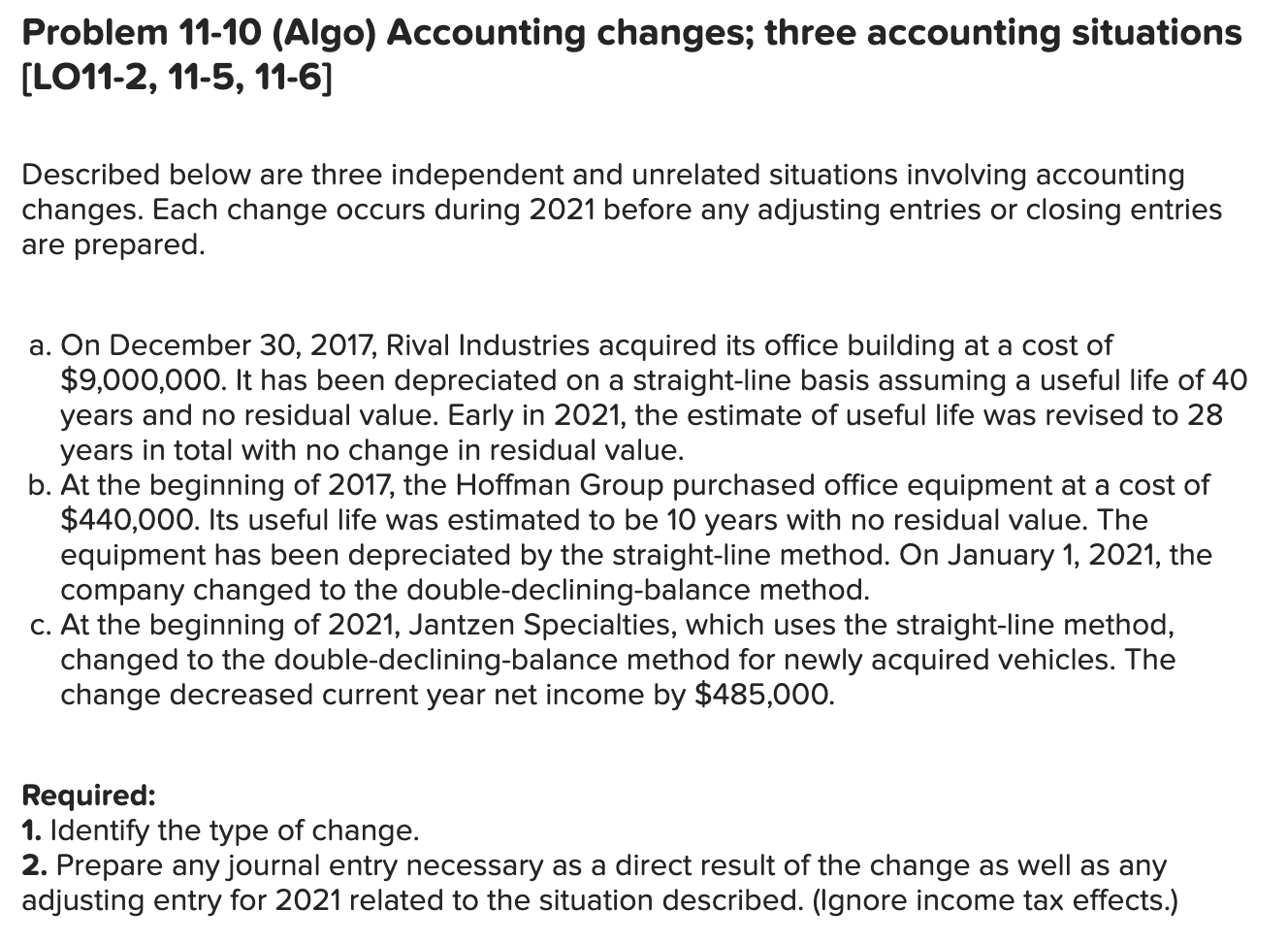 Solved Problem 11-10 (Algo) Accounting changes; three | Chegg.com