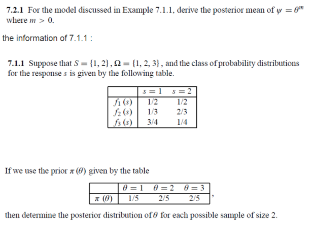 Solved 7.2.3 In Example 7.2.1, determine the posterior | Chegg.com
