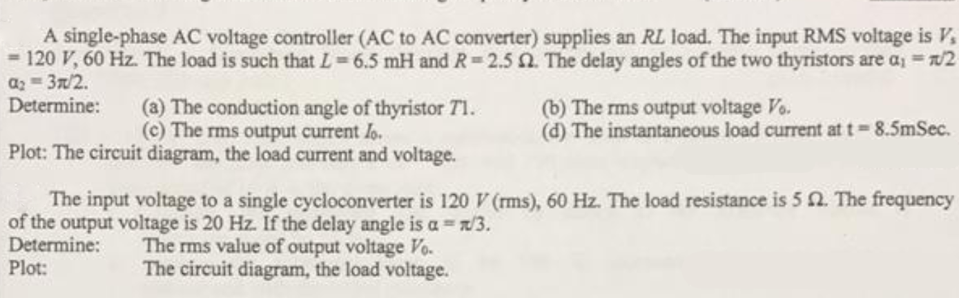 A single-phase AC voltage controller (AC to AC | Chegg.com