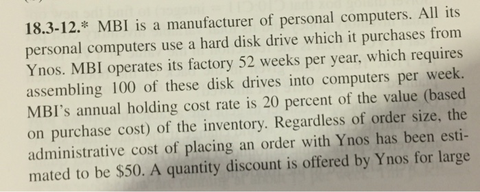 Solved * MBI is a manufacturer of personal computers. All | Chegg.com