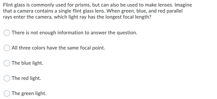 Solved Flint glass is commonly used for prisms, but can also | Chegg.com