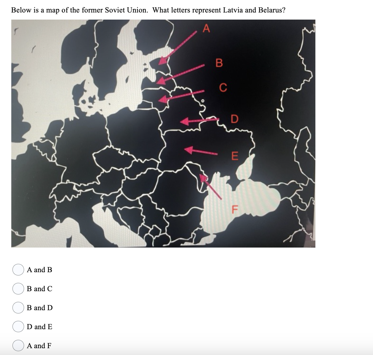 Below is a map of the former Soviet Union. What | Chegg.com