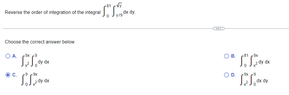 Solved Reverse the order of integration of the integral \\( | Chegg.com