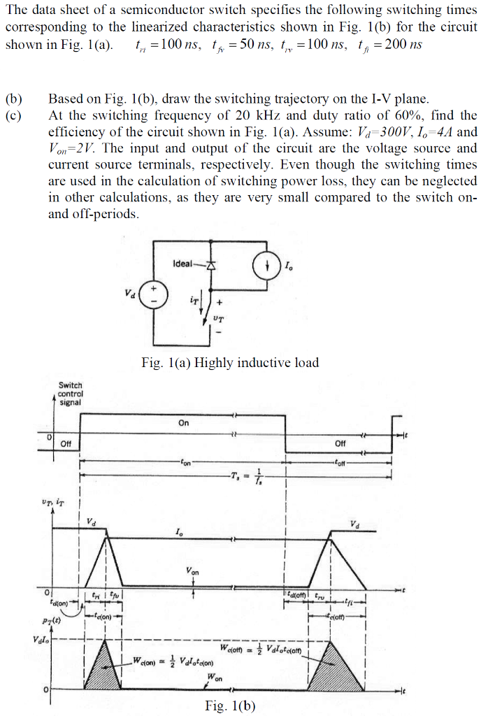 Solved The data sheet of a semiconductor switch specifies | Chegg.com