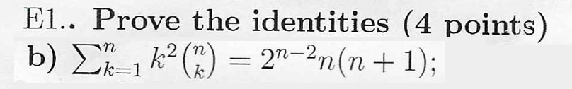 Solved E1.. Prove the identities (4 points) b) | Chegg.com
