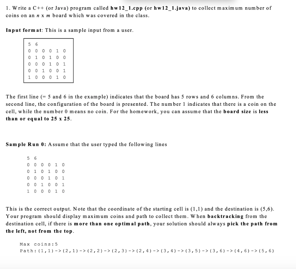 Solved 1. Write a C++ (or Java) program called hw12_1.cpp | Chegg.com