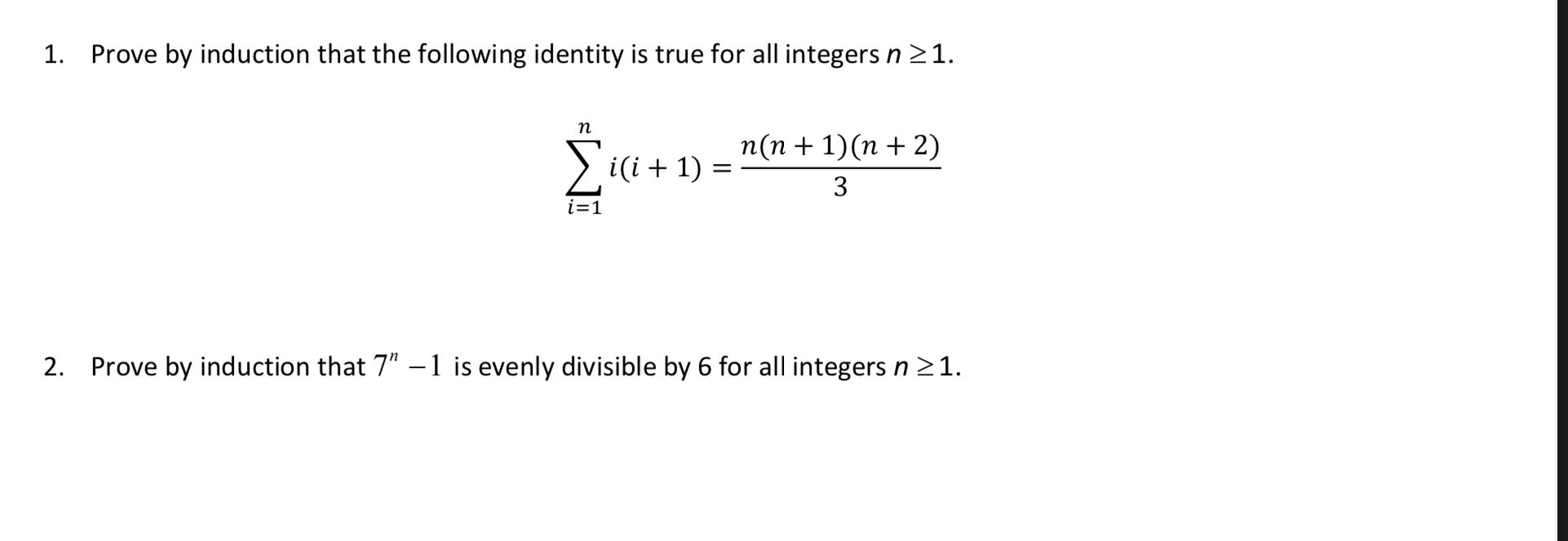 Solved 1. Prove by induction that the following identity is | Chegg.com