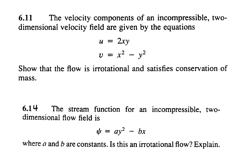 Solved 6 11 The Velocity Components Of An Incompressible