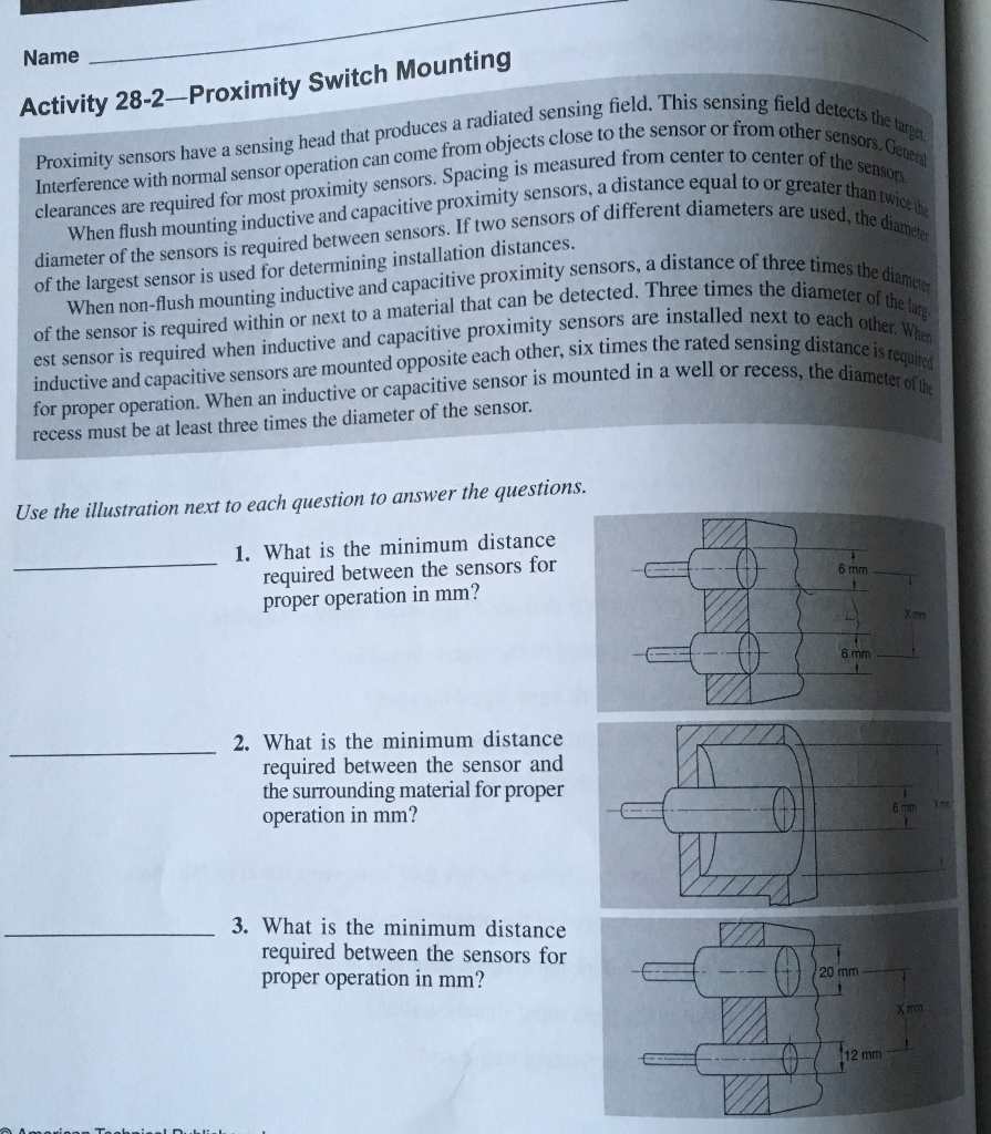 Solved Name Activity 28-2-Proximity Switch Mounting | Chegg.com