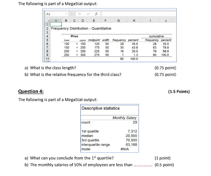 Solved The following is part of a MegaStat output: a) What | Chegg.com