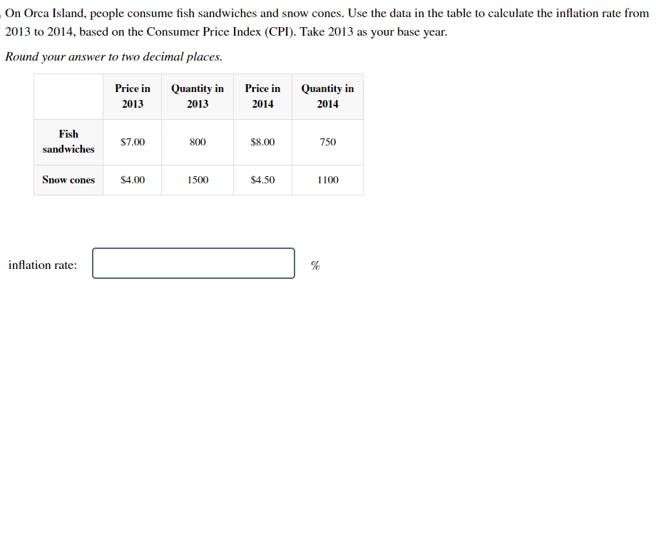Solved On Orca Island, people consume fish sandwiches and | Chegg.com