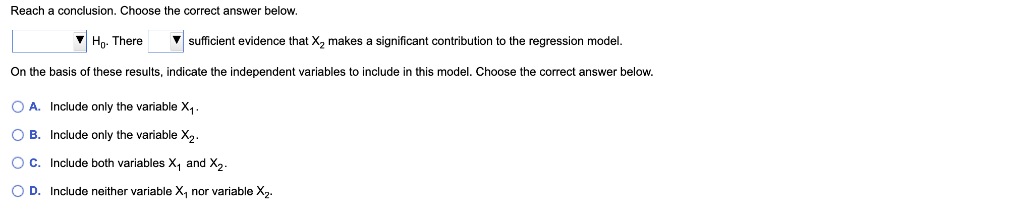 Solved variables to include in this model. Choose the | Chegg.com