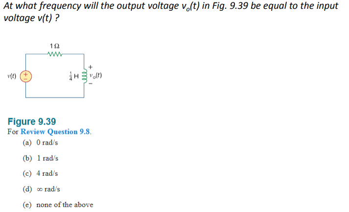 Solved At What Frequency Will The Output Voltage Votin
