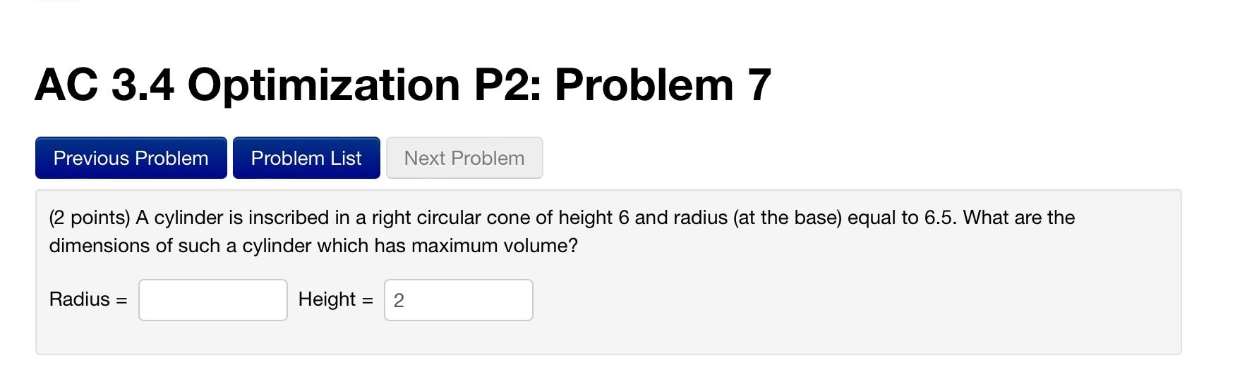 Solved AC 3.4 Optimization P2: Problem 6 Previous Problem | Chegg.com
