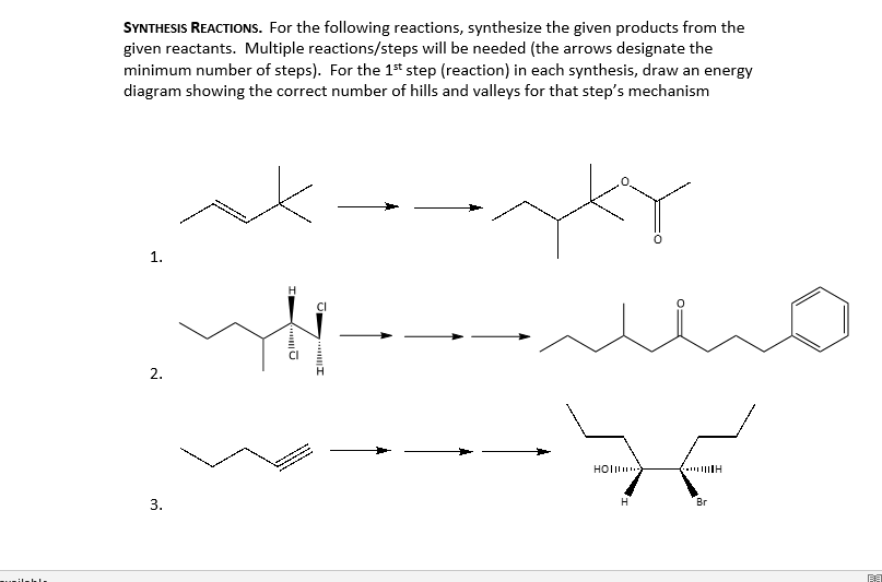 Solved NE SYNTHESIS REACTIONS. For the following reactions, | Chegg.com