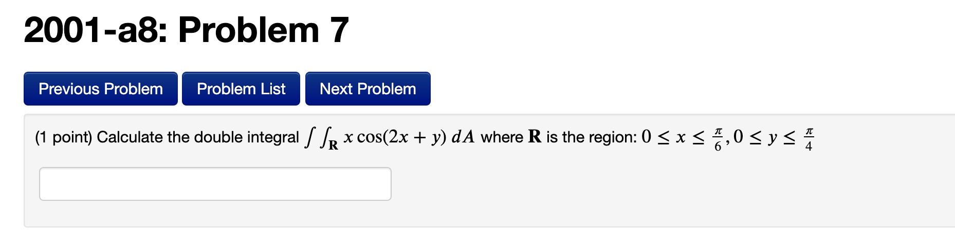 Solved 2001 A8 Problem 7 Previous Problem Problem List Next 