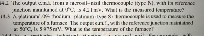 Solved The output e.m.f. from a nicrosil-nisil thermocouple | Chegg.com