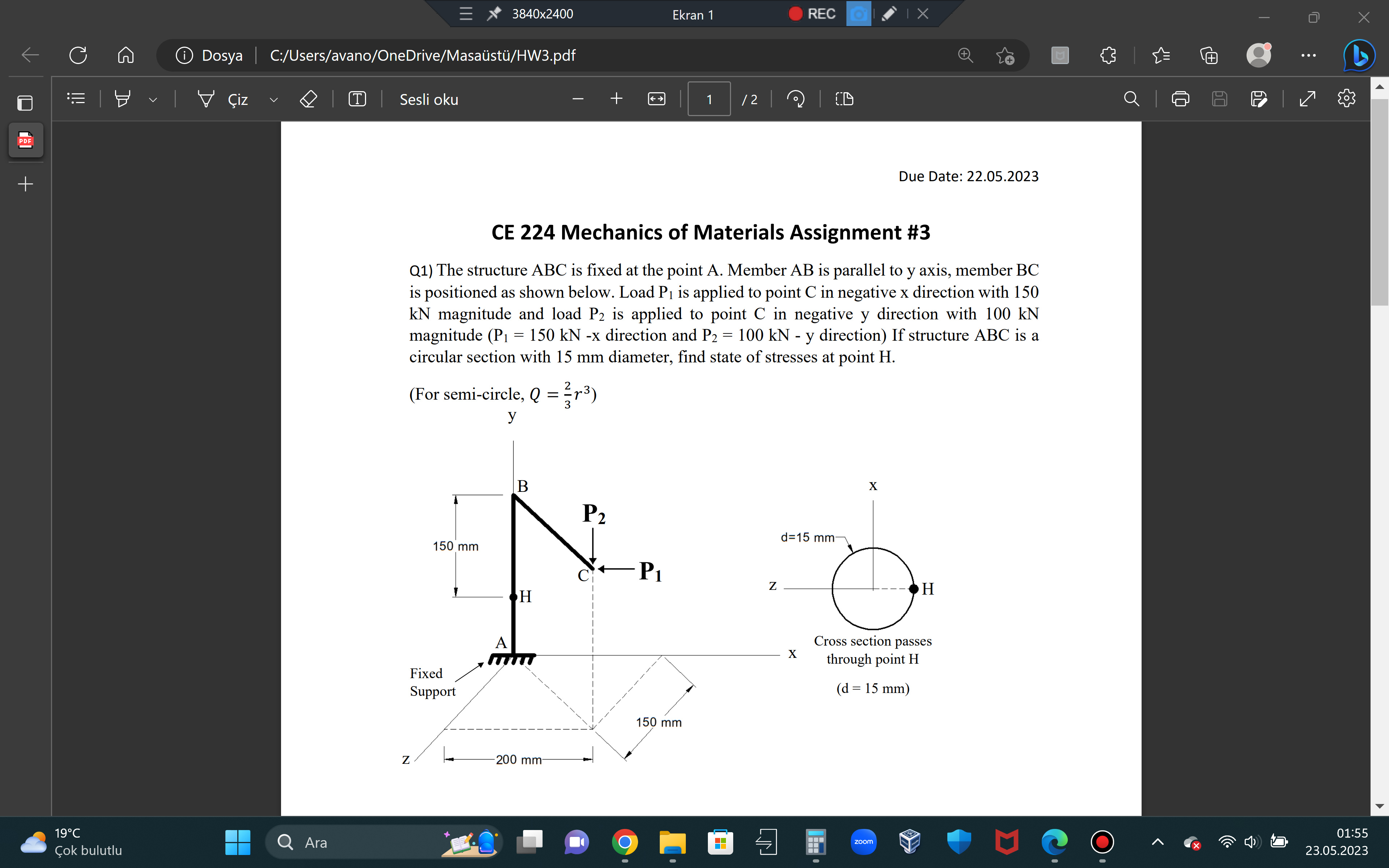 Solved CE 224 Mechanics of Materials Assignment \#3 Q1) The | Chegg.com