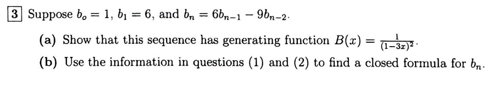 Solved Discrete Math. Recurrence relations and generating | Chegg.com