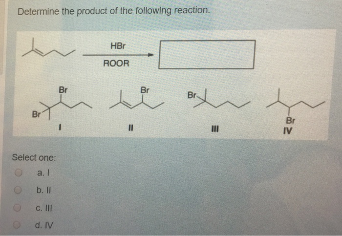Solved Determine the product of the following reaction. HBr | Chegg.com