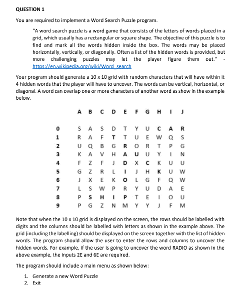 Solved QUESTION 1 You are required to implement a Word | Chegg.com