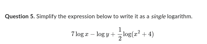 Solved Question 5. ﻿Simplify the expression below to write | Chegg.com