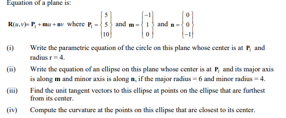 Solved Equation of a plane is: R(u,v)=P1+mu+nv where | Chegg.com