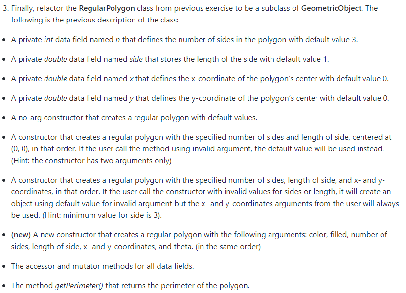 Solved 3. Finally, refactor the RegularPolygon class from | Chegg.com