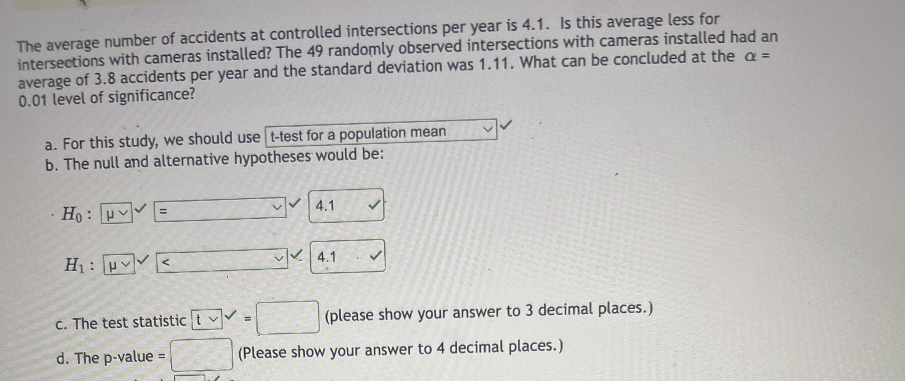 Solved The average number of accidents at controlled | Chegg.com