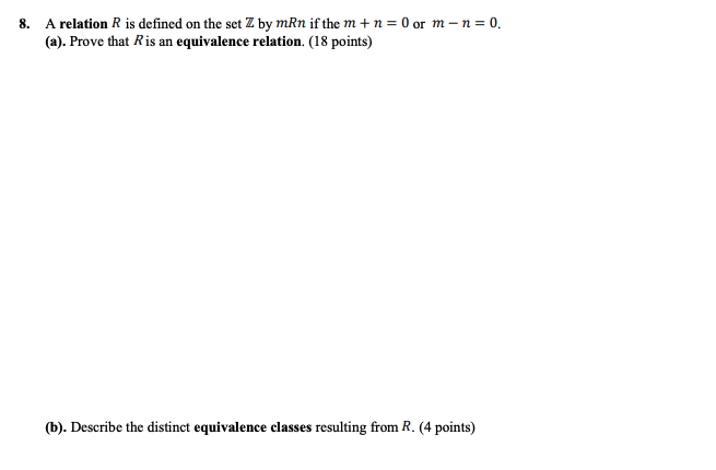 Solved A relation 𝑅 is defined on the set ℤ by 𝑚𝑅𝑛 if | Chegg.com