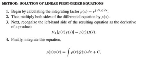Solved METHOD: SOLUTION OF LINEAR FIRST-ORDER EQUATIONS 1. | Chegg.com