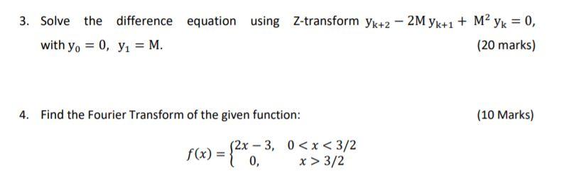 Solved 3. Solve the difference equation using Z-transform | Chegg.com
