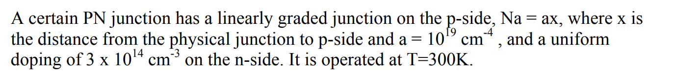 Solved A certain PN junction has a linearly graded junction | Chegg.com