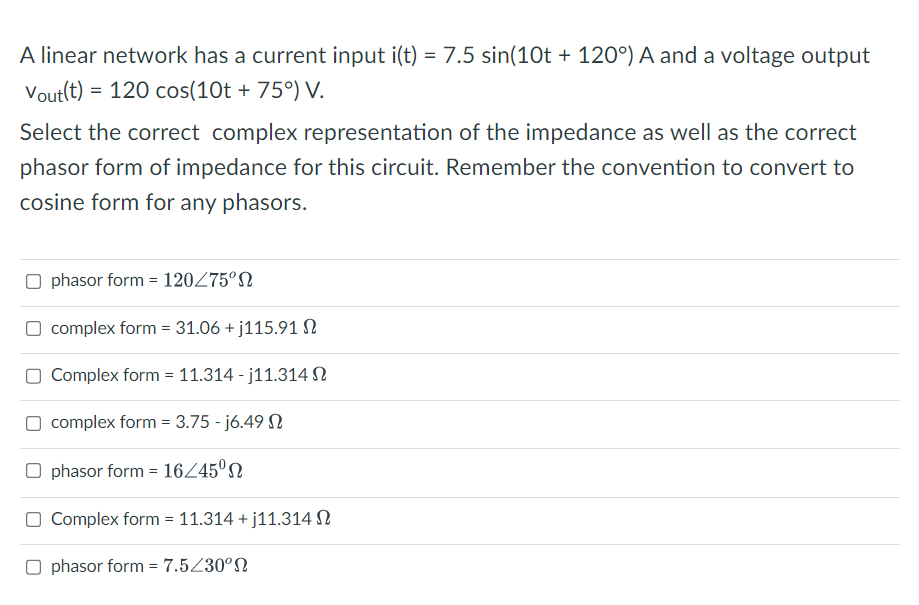 Solved A linear network has a current input | Chegg.com