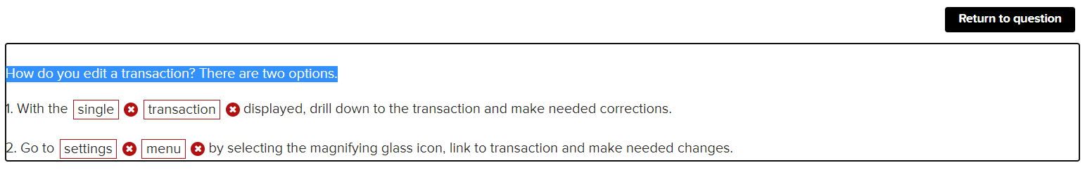 How do you edit a transaction? There are two options. | Chegg.com