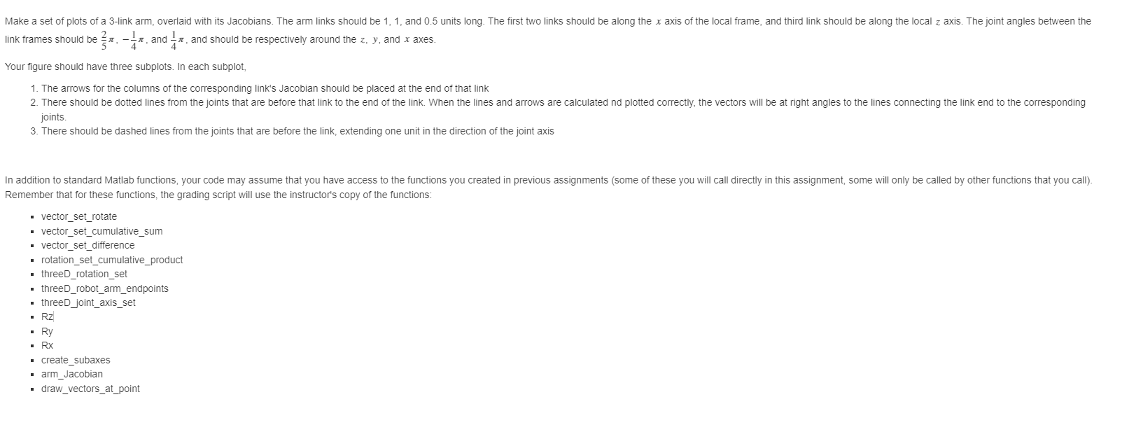 Solved Make a set of plots of a 3-link arm, overlaid with | Chegg.com