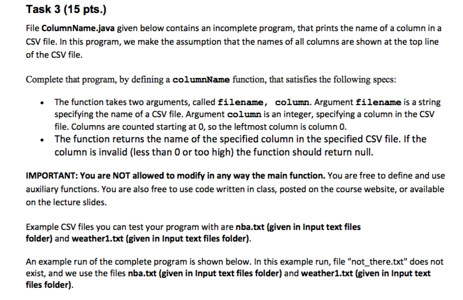 Solved Task 3 (15 pts.) File ColumnName.java given below | Chegg.com
