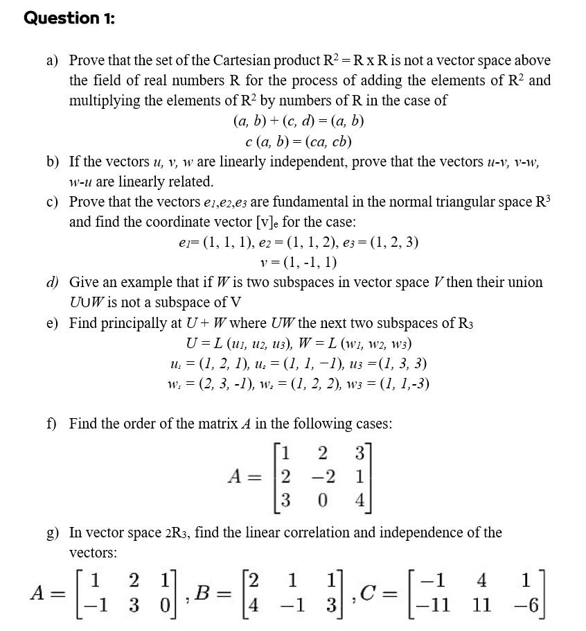Solved a) Prove that the set of the Cartesian product R2=R×R | Chegg.com