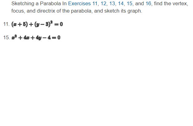 Solved Sketching a Parabola In Exercises 11, 12, 13, 14, 15, | Chegg.com