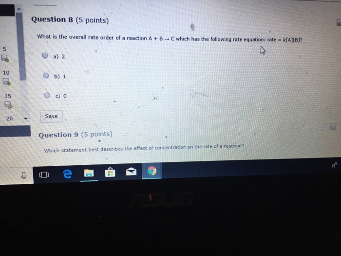 Solved Question 8 (5 points) What is the overall rate order | Chegg.com