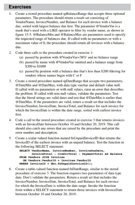 Solved Exercises 1. Create a stored procedure named | Chegg.com