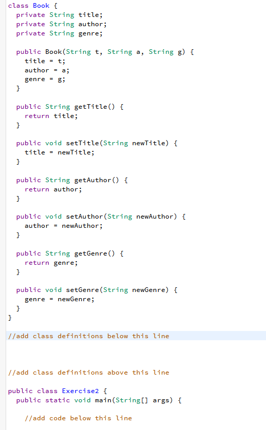 Solved class Book { private String title; private String | Chegg.com