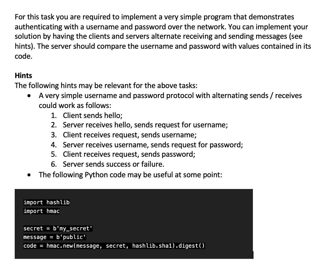 Solved For this task you are required to implement a very | Chegg.com